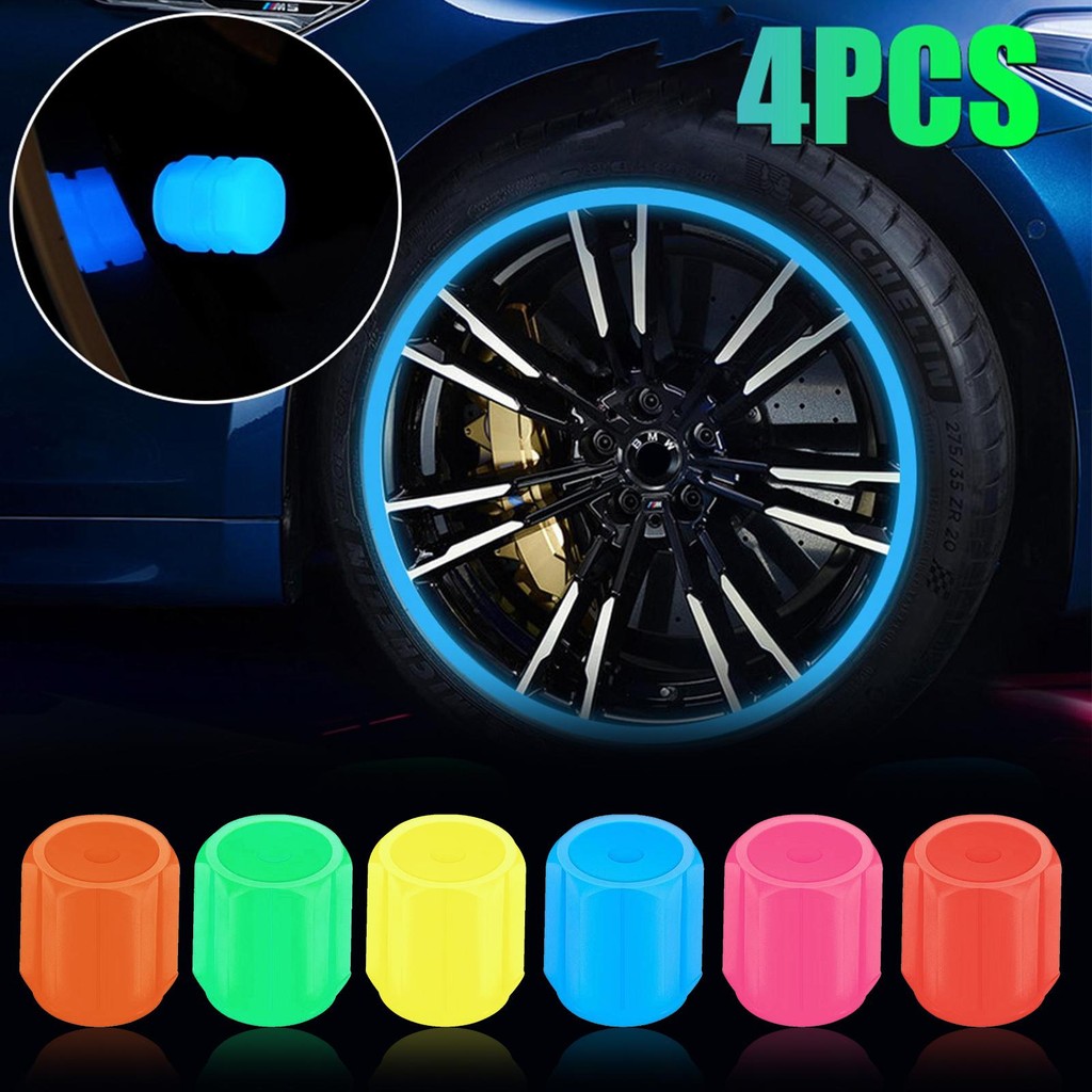 Car Luminous Wheels Tire Valve Caps Fluorescent Motorcycle Wheel Tyre ...