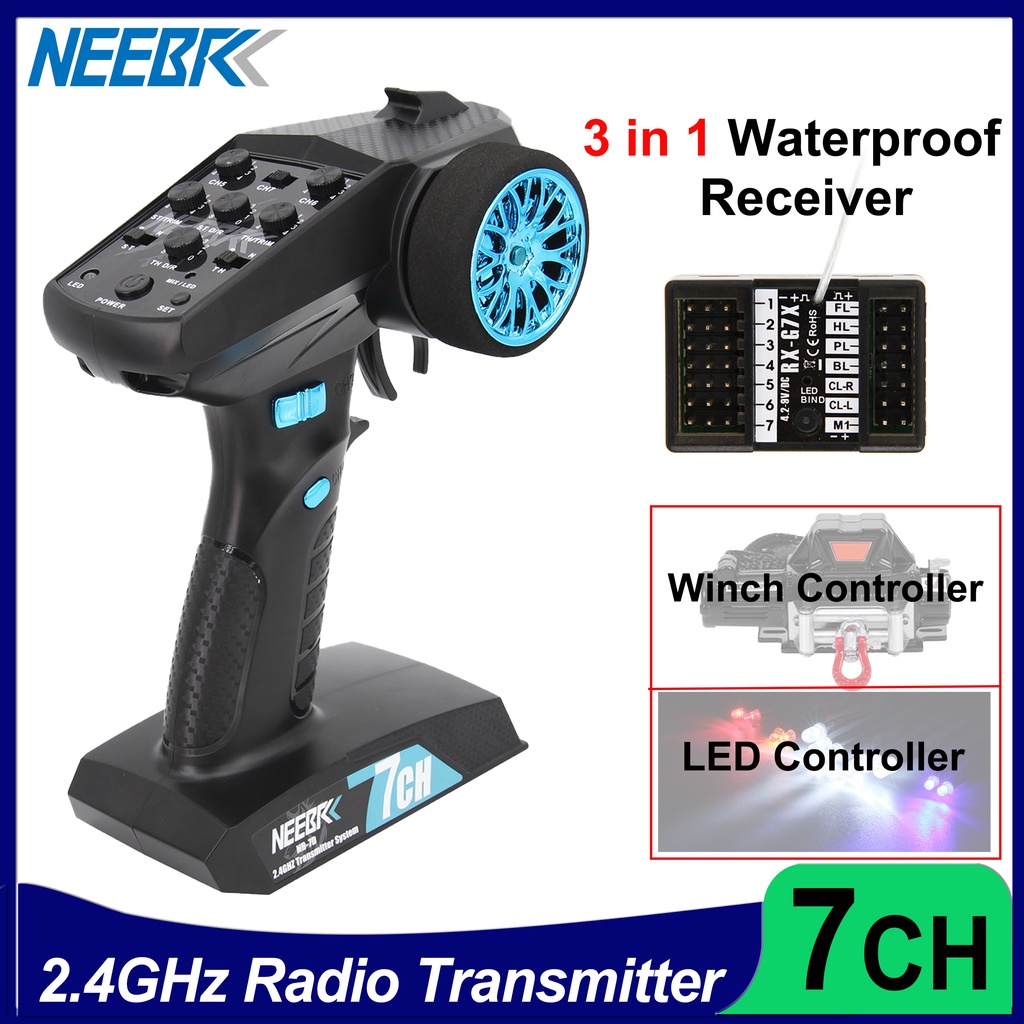 NEEBRC 2.4GHZ 7CH Transmitter Radio System Transmitter Remote Control ...