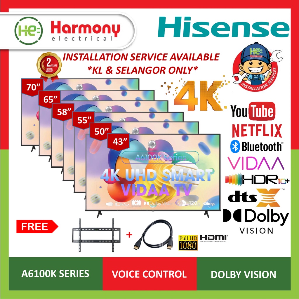 CNY OFFER - 65" RM 2099 (FREE DELIVERY KL) HISENSE 50" 55" 65" 70" 4K ...