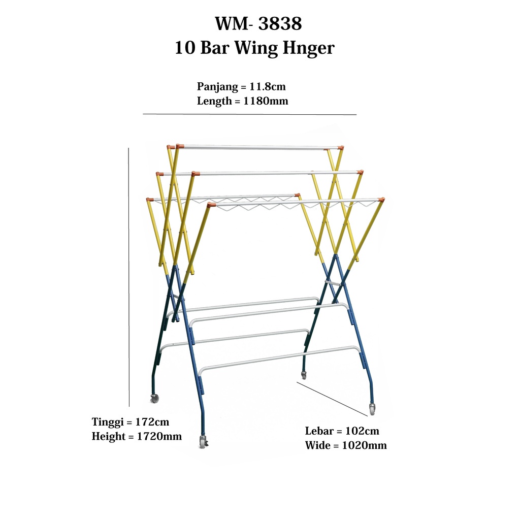 Wing Hanger WM-3838=10bars wing hanger/ rak sidai kain/ baju/clothes ...