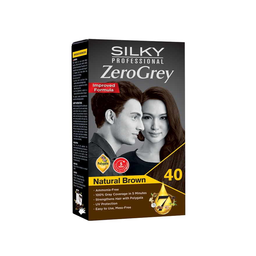 SILKY Hair Color Zerogrey Natural Brown 1s | Shopee Malaysia