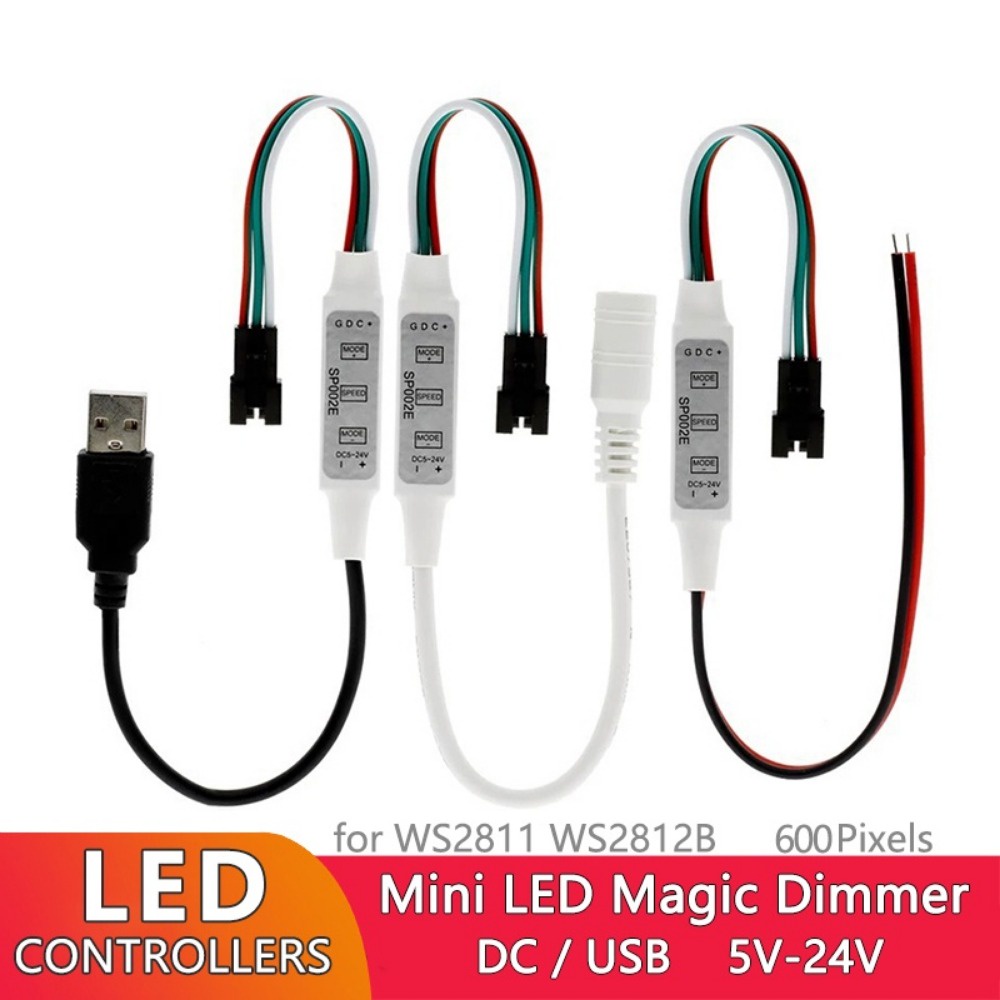 SP002E LED RGB Controller 600 Pixels Dimmer mini 3 Key Controller DC5 ...