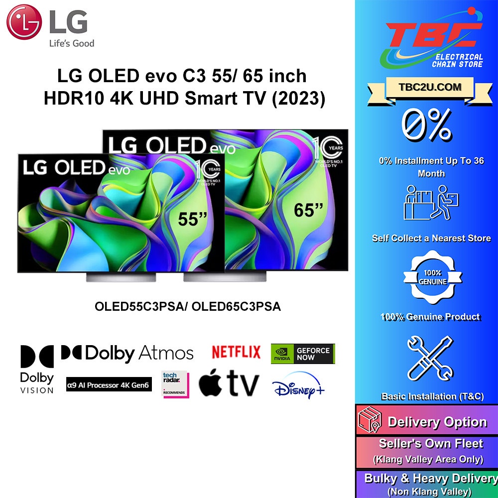 LG 55" - 65" OLED evo C3 120HZ DOLBY VISION & HDR10 4K UHD SMART TV ...
