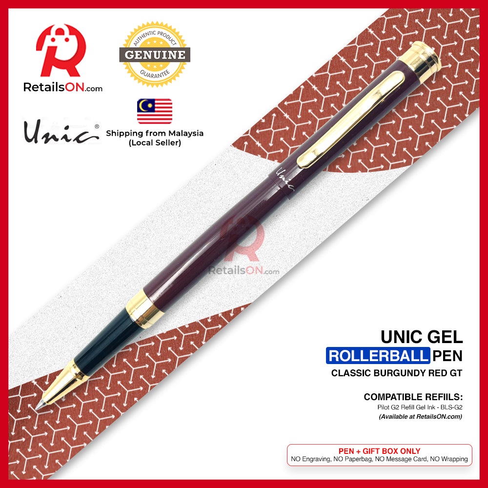 Pilot Unic Classic Rollerball Pen - Burgundy Red GT (2286R) / using Pilot G2 Refill - BLS-G2 ...