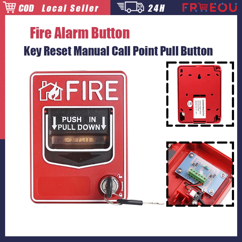 DC 24V 45mA Fire Alarm Button Key Reset Manual Call Point Manual Pull ...