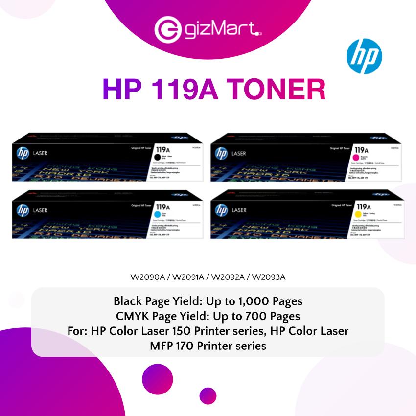 HP 119A Original Laser Toner Cartridge Black / Cyan / Magenta / Yellow for HP Color Laser 150 ...