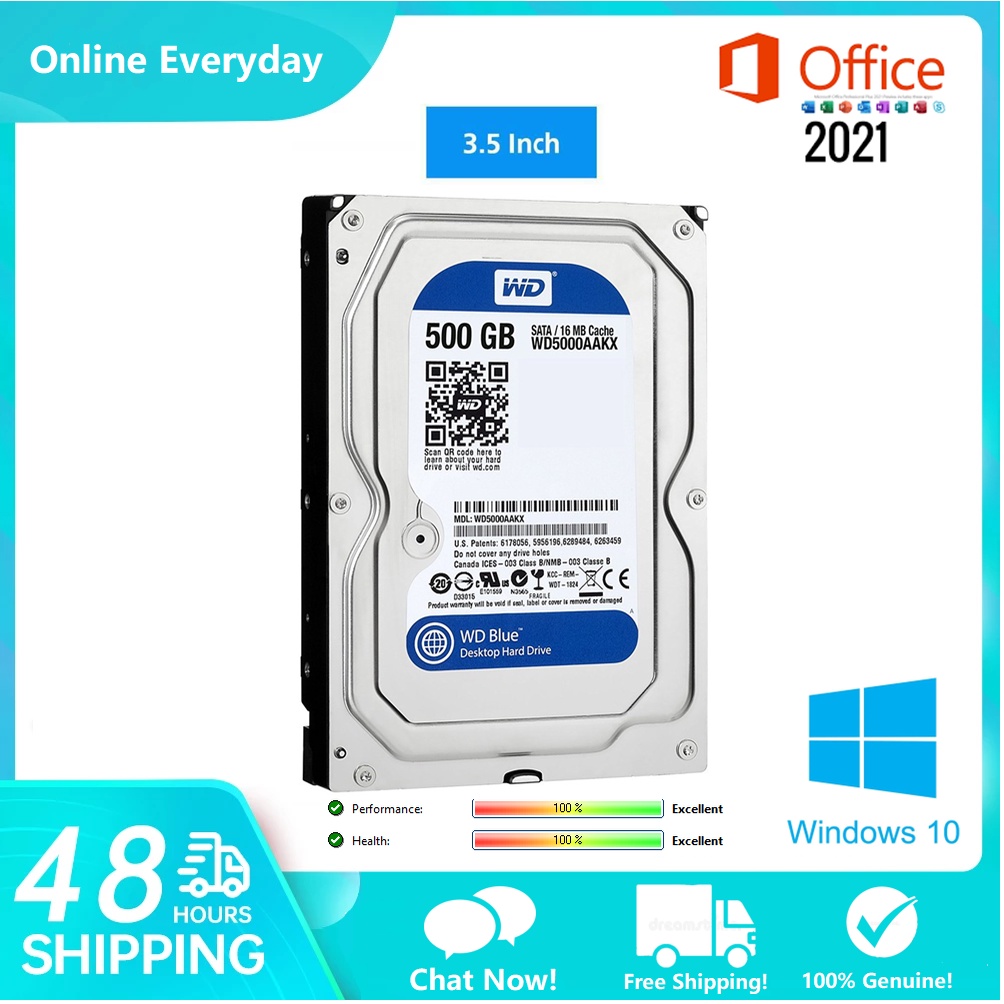 Desktop PC HDD Hard Disk SATA 1TB 500GB 3.5" with WINDOWS 10 WINDOWS 11 ...