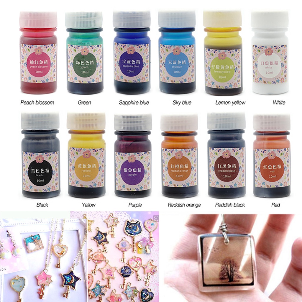 12 Bottles 12 Color Epoxy UV Resin Coloring Dye Colorant Resin Pigment ...