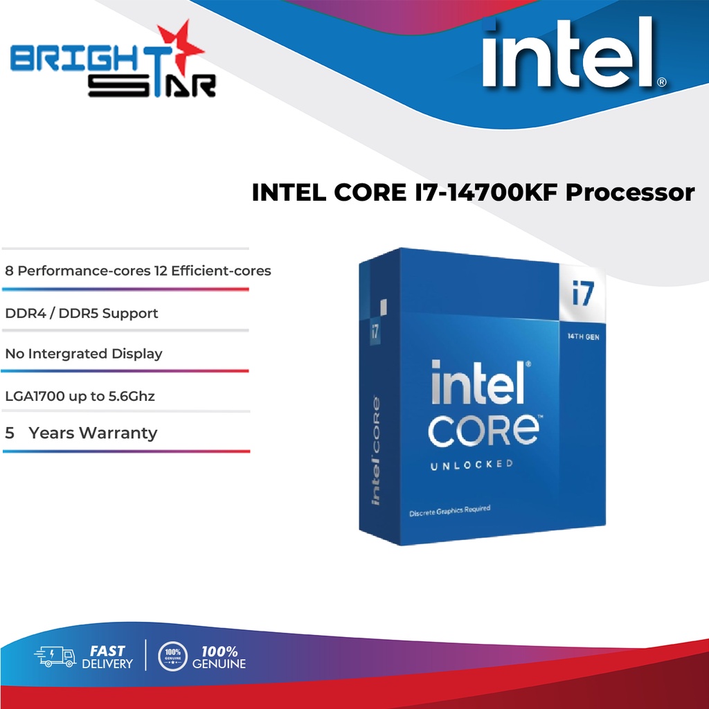 INTEL CORE I7-14700KF Processors (8 Performance-cores/12 Efficient-cores/28 Threads/not incl CPU ...