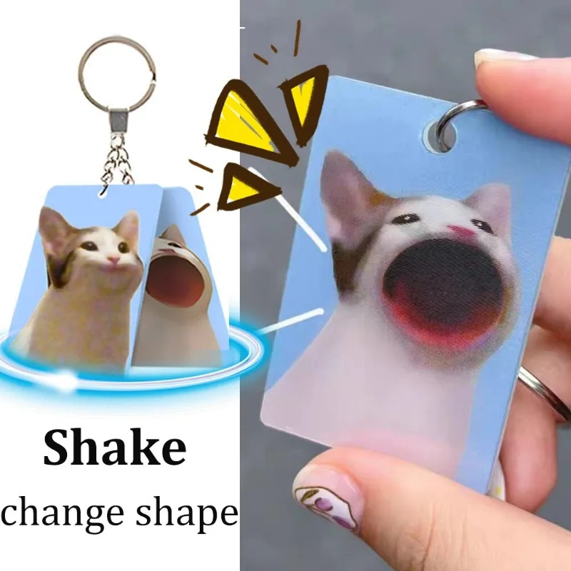 Grating Pop Cat Keychain, Funny Pendant Popcat Enamel Pin, Novelty ...