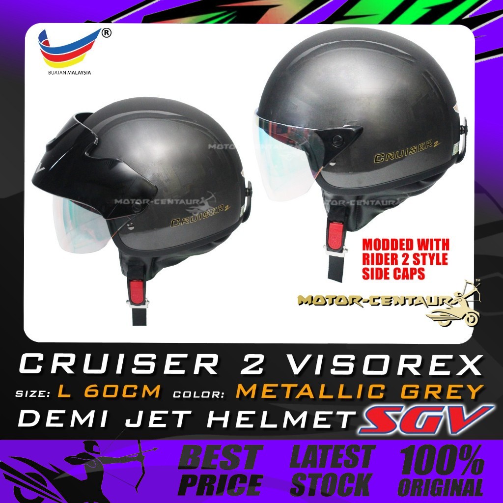 TOPI KELEDAR SGV HELMET CRUISER VISOREX METALLIC GREY SIZE: L 60CM ...