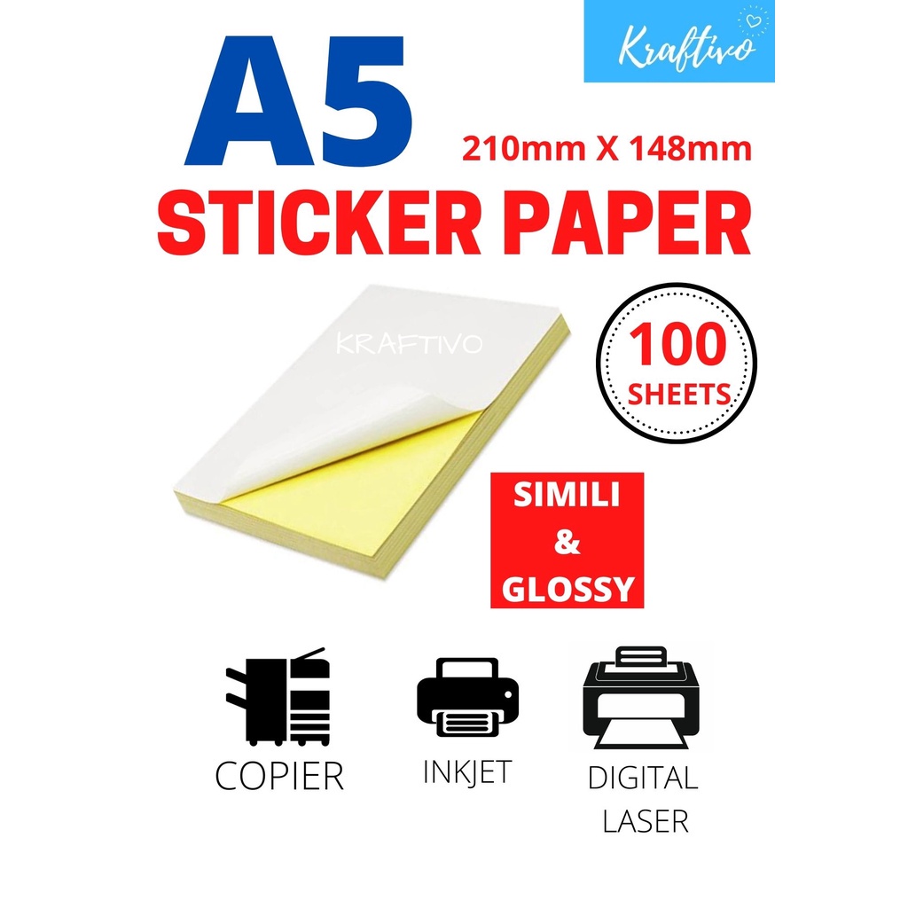 [ A5 STICKER ] 100 SHEETS A5 SIMILI STICKER / A5 GLOSSY STICKER 100 ...