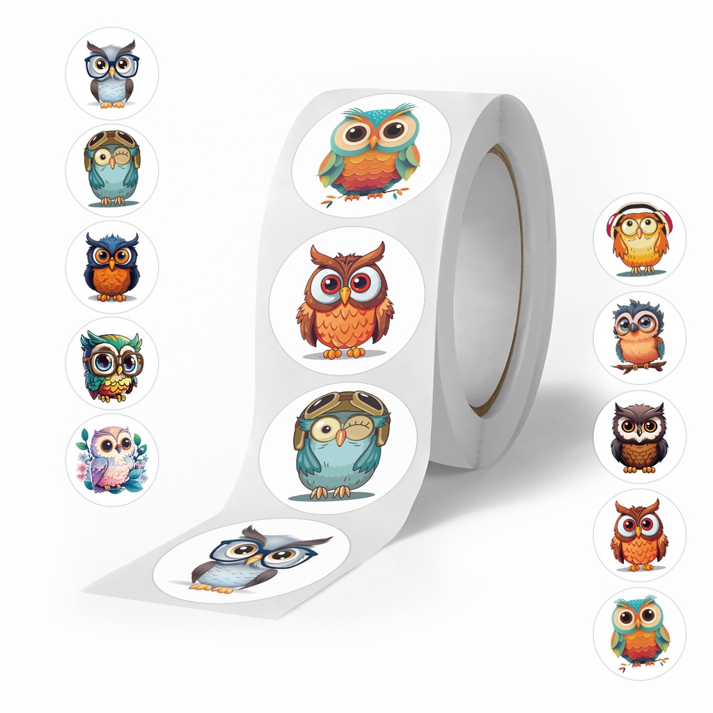 500 pcs 10 images Cute Little Owls Stickers Roll/Stickers Tape | Shopee Malaysia
