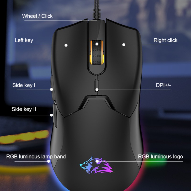 Wired 7-Button Gaming RGB Backlight Mouse JXCM6 Macro Programming Press ...