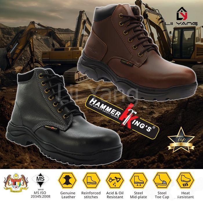 Safety Shoes Hammer King Kasut Safety Boot Lelaki Safety Boots Leather ...