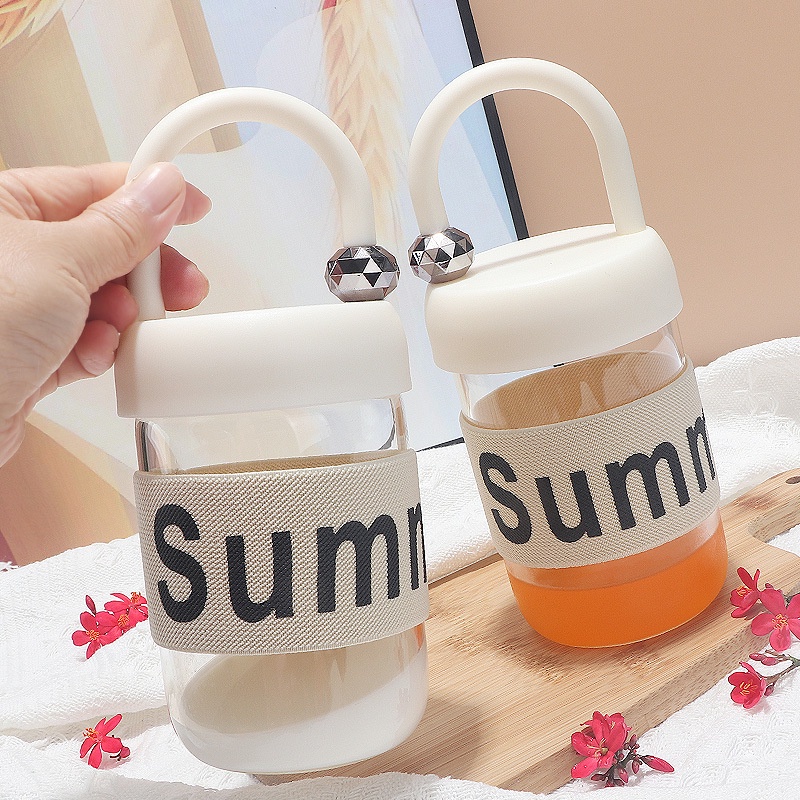 Ins Style 450ml Water Bottle Cup High Beauty Coffee Cup Hot Cold Insulation Glass Cup Cawan Kaca ...