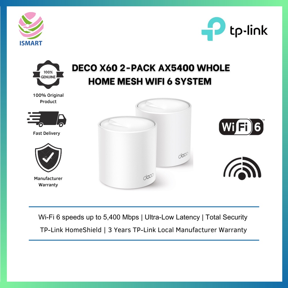 TP-LINK DECO X60 2-PACK AX5400 Whole Home Mesh WIFI 6 System | Shopee Malaysia