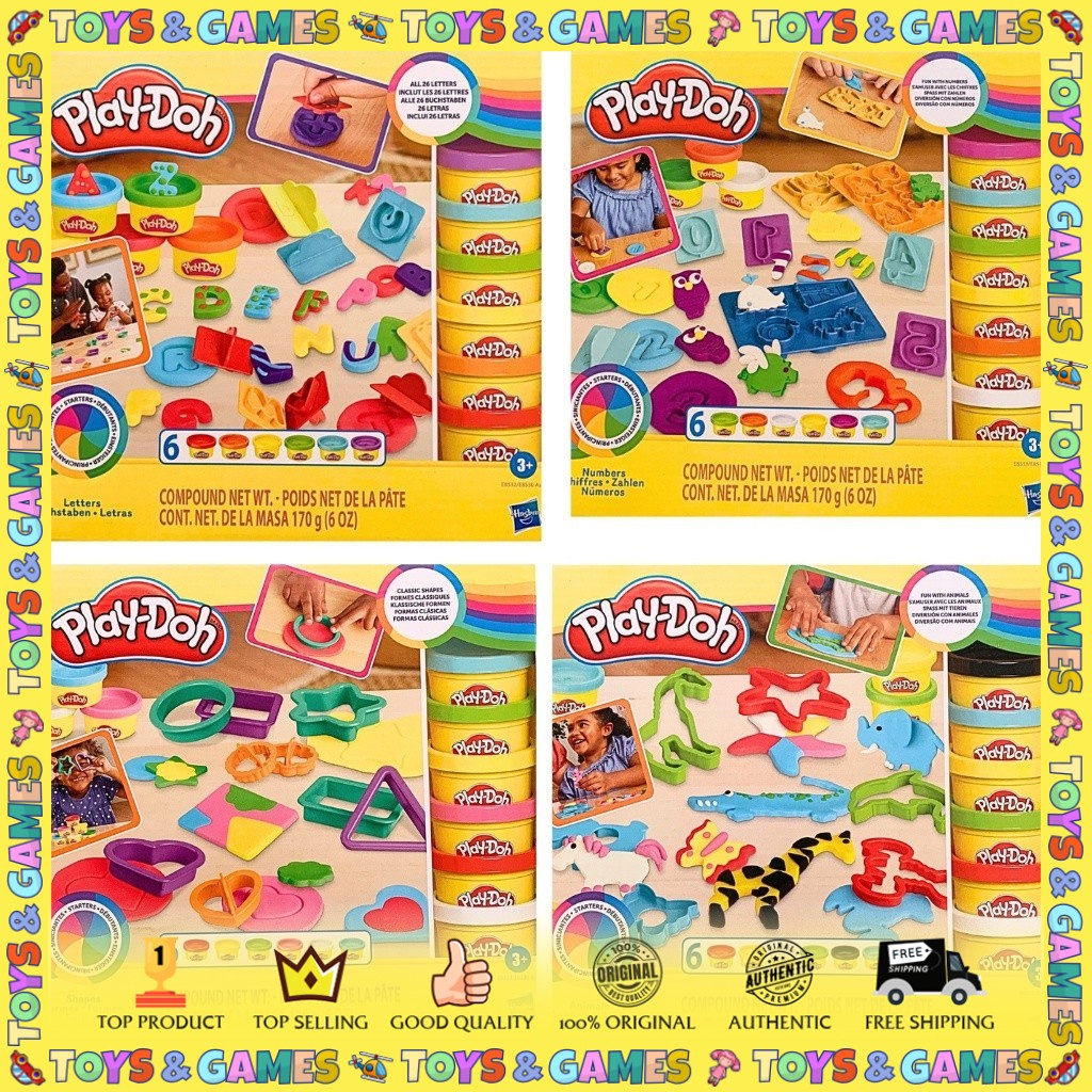 Play-Doh Learning Fundamental Play set Alphabet Number Cookie Shape ...
