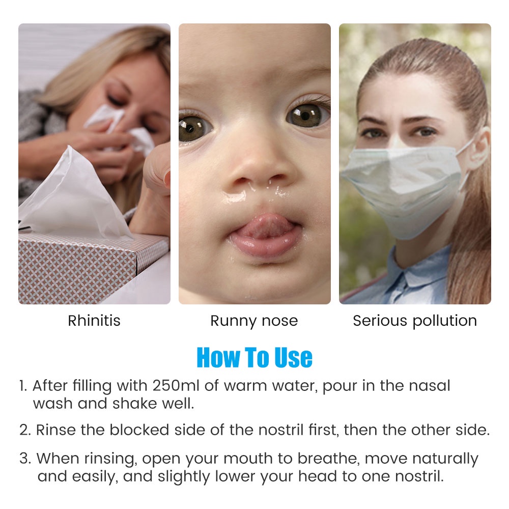 250ML Nasal Irrigator Allergic Rhinitis Sinusitis Neti Pot Sinus Rinse ...