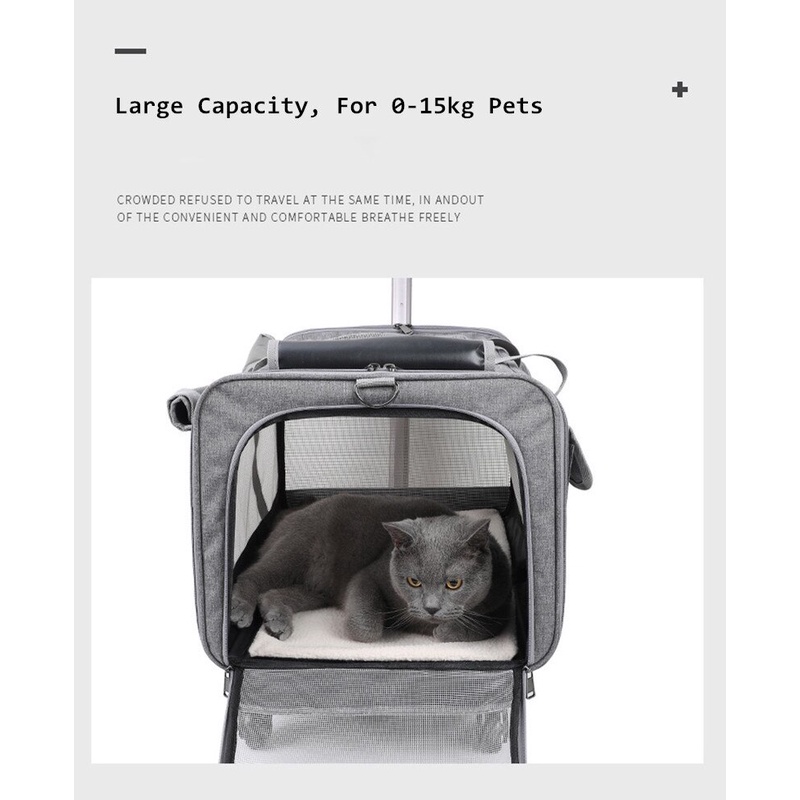 Pet Trolley Case Detachable Universal Wheel Breathable Foldable Large ...