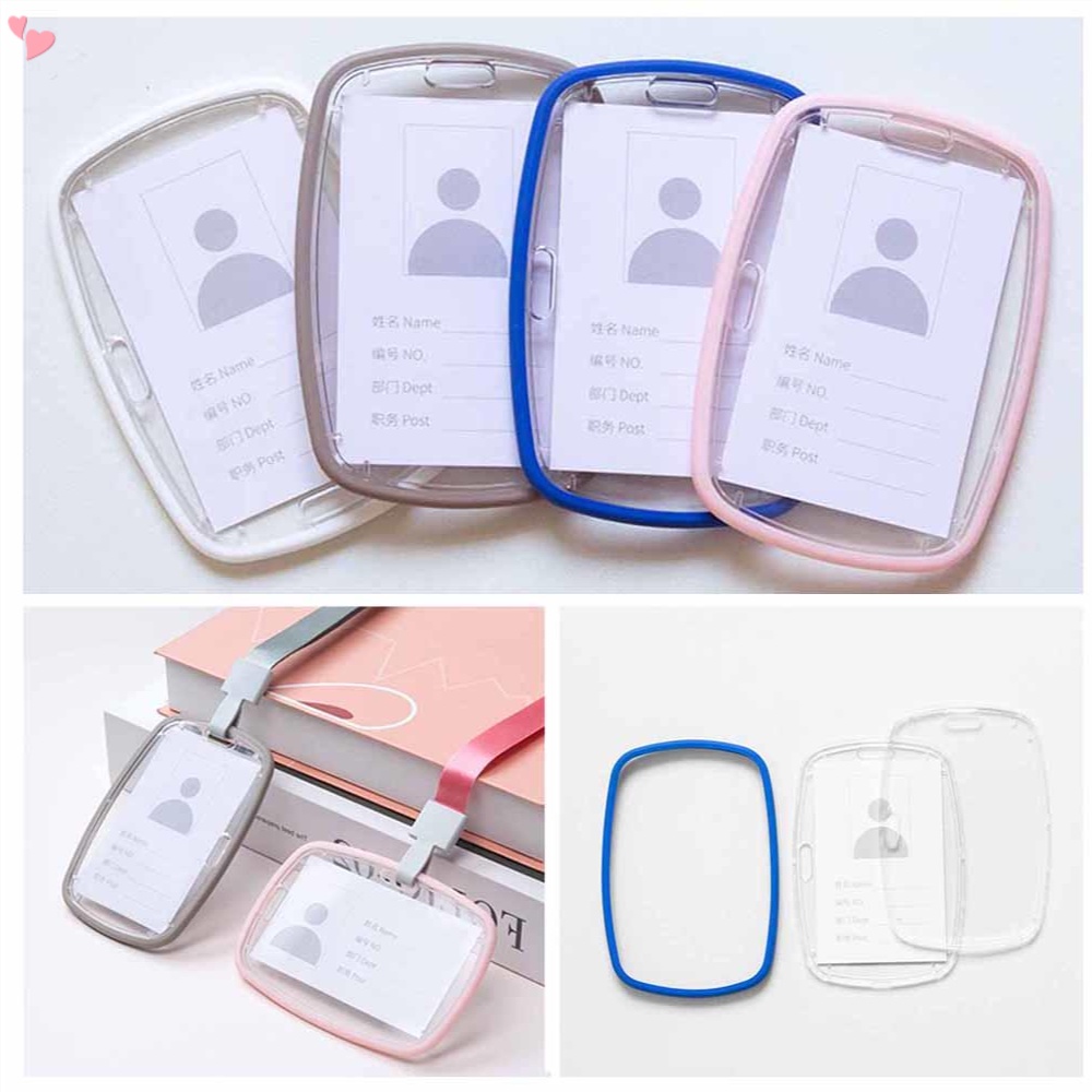 Double-sided Clear Acrylic Work ID Card Holder Dual-use Photo Card Bus ...
