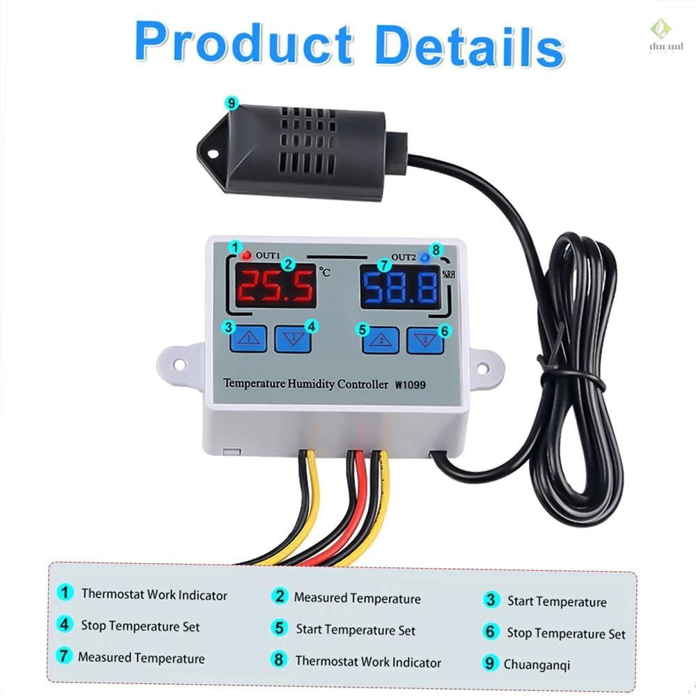 Dual Digital Temperature Humidity Controller Home Fridge Thermostat ...