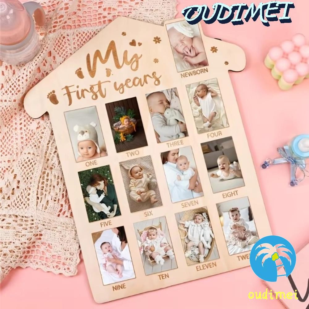 OUDIMEI 12 Month Milestone Board, Commemorative Wooden Baby’s First ...