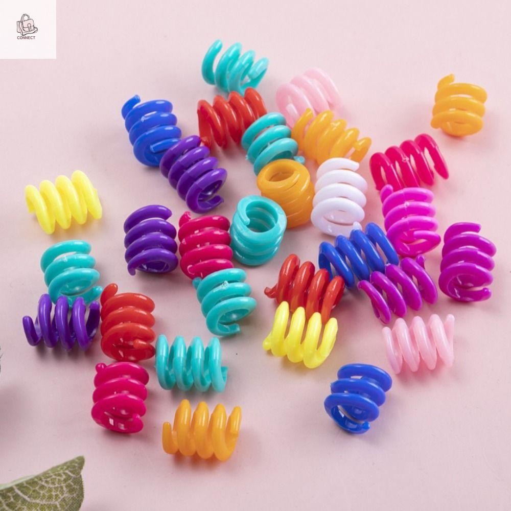 CONNECT 50pcs Spring Dreadlock Ring, Resin Mixed Color Dreadlocks Beads ...