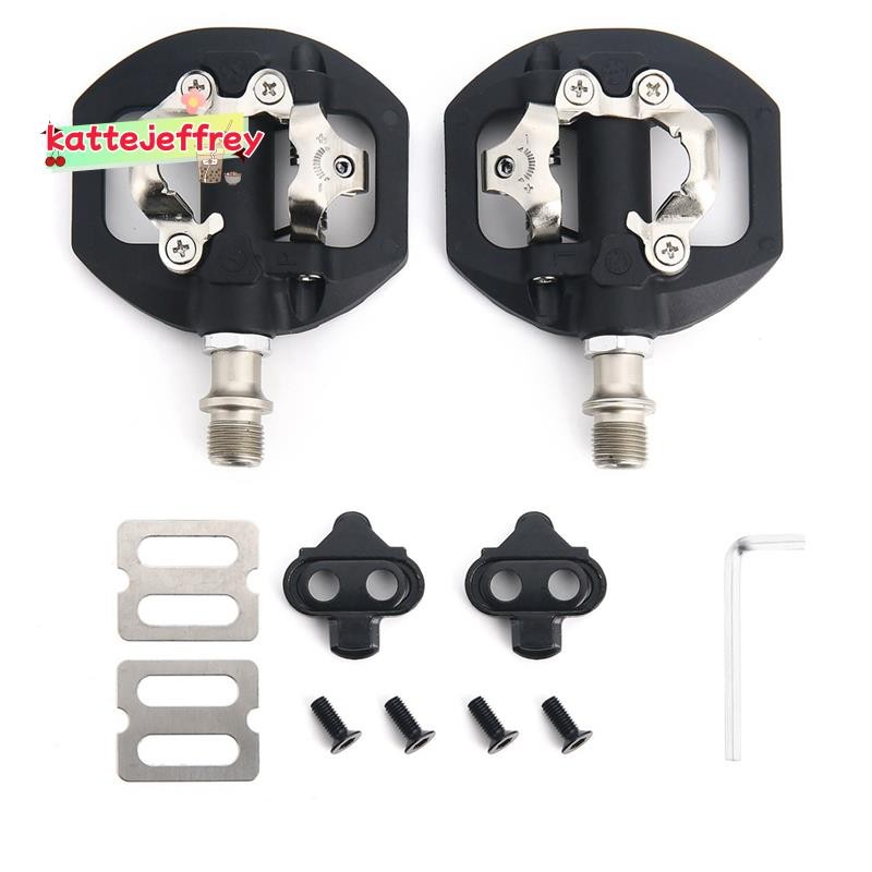 Mountain Bike Pedals Self-Locking SPD Pedal Dual Clipless Flat & Lock ...