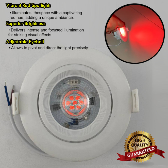 5W LED Red Colour Spot Light Super Bright Eyeball Downlight For ...