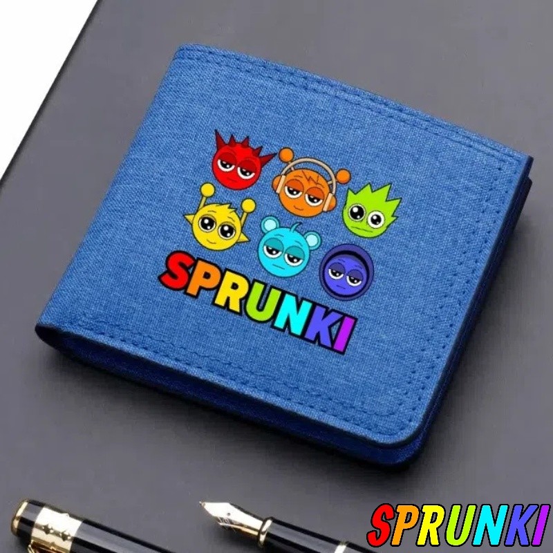 SPRUNKI Canvas Wallet Cartoon Printing Portable Foldable Wallet Cartoon ...