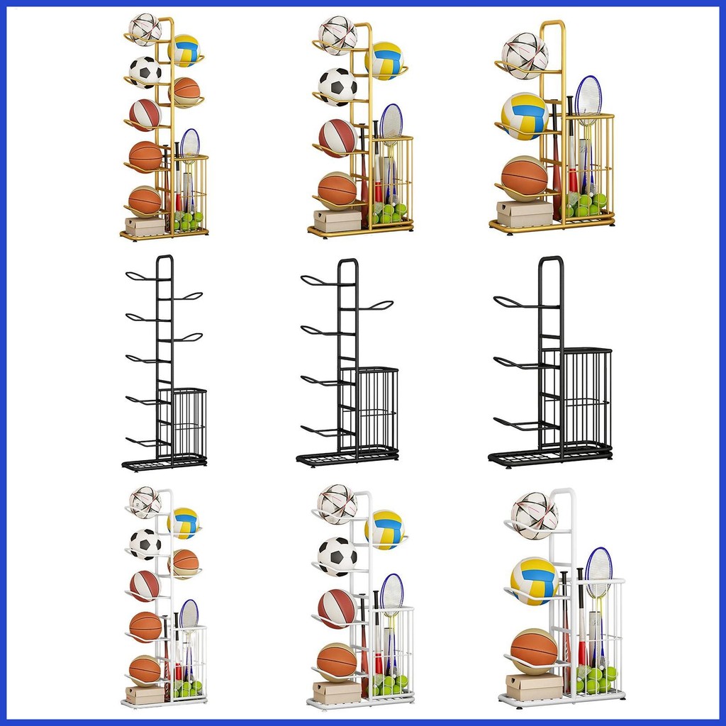 Basketball Rack Vertical Basketball Ball Organizer Multilayer Metal ...