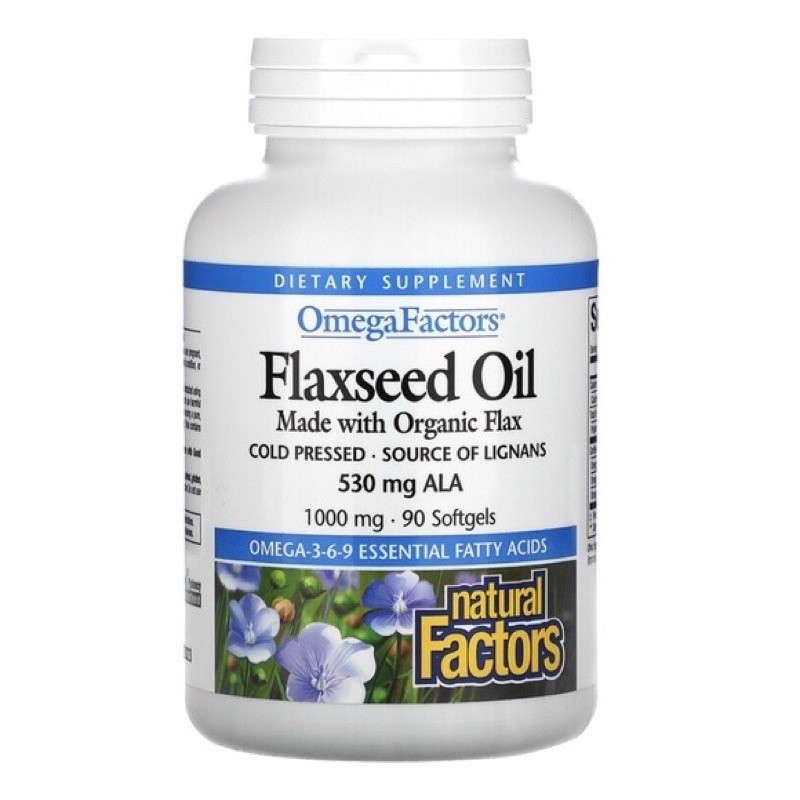 Natural Factors, Omega Factors, Flaxseed Oil, 1000 mg, 90 / 180 / 360 ...