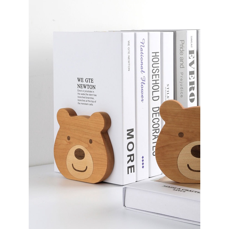 Dreamerhouse Wooden Cute Bear Bookend Shelf Student Desktop Storage ...