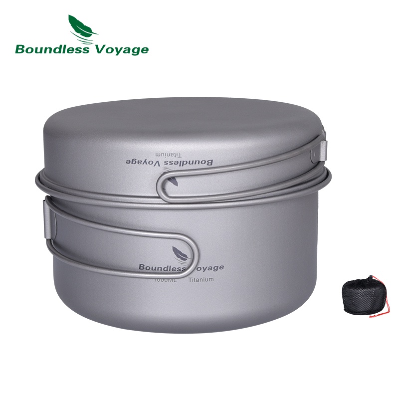 Boundless Voyage- Camping Cookware Titanium Pot Pan Set 1000ml Cup ...