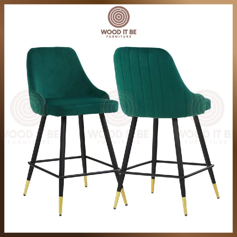 Wooditbe Velvet Fabric Bar Stool/Modern Designer Bar Chair Gold Leg ...