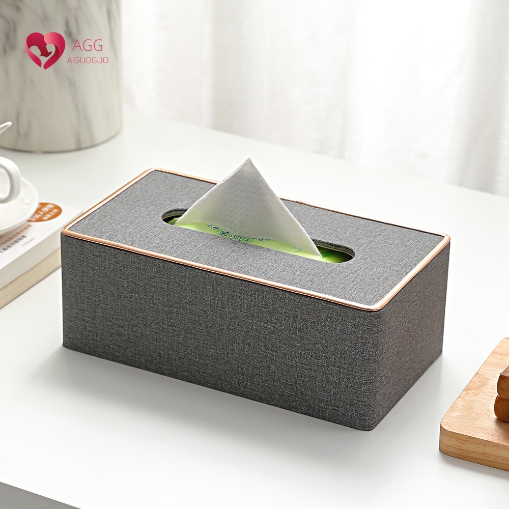 Desktop tissue box leather home living room desktop paper box coffee ...