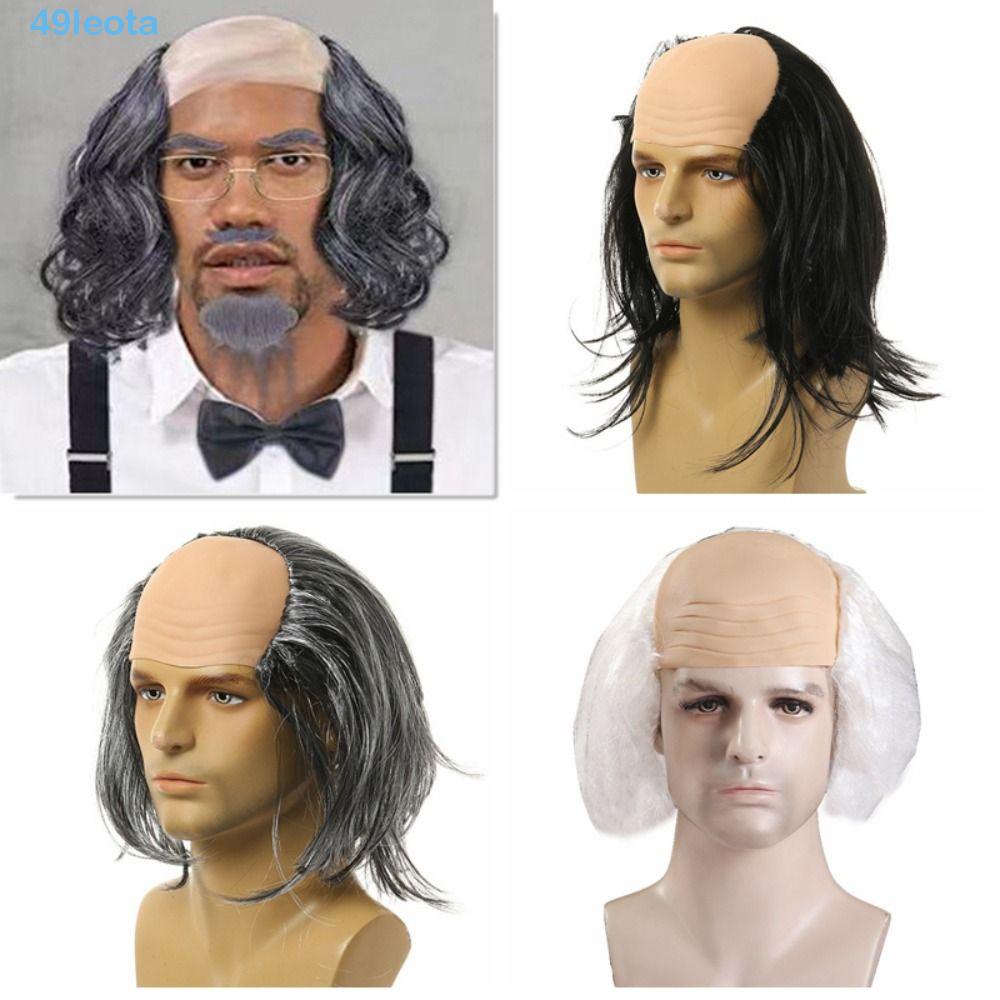 LEOTA Funny Bald Wig, Props Curly Old Man Bald Wig, Party Cosplay False ...