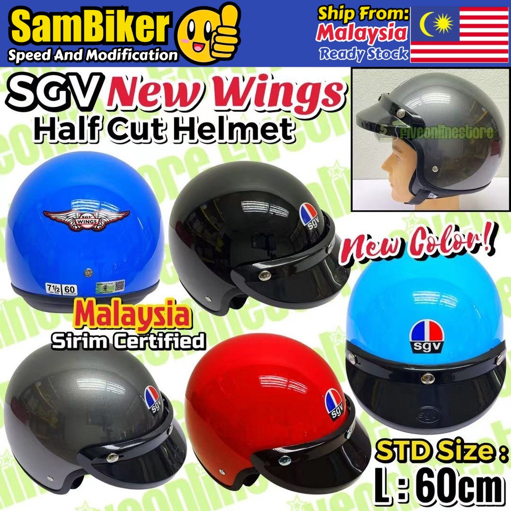 New SGV Wing Helmet 3 Button Topi Keledar SGV Helmet Steng Separuh L ...