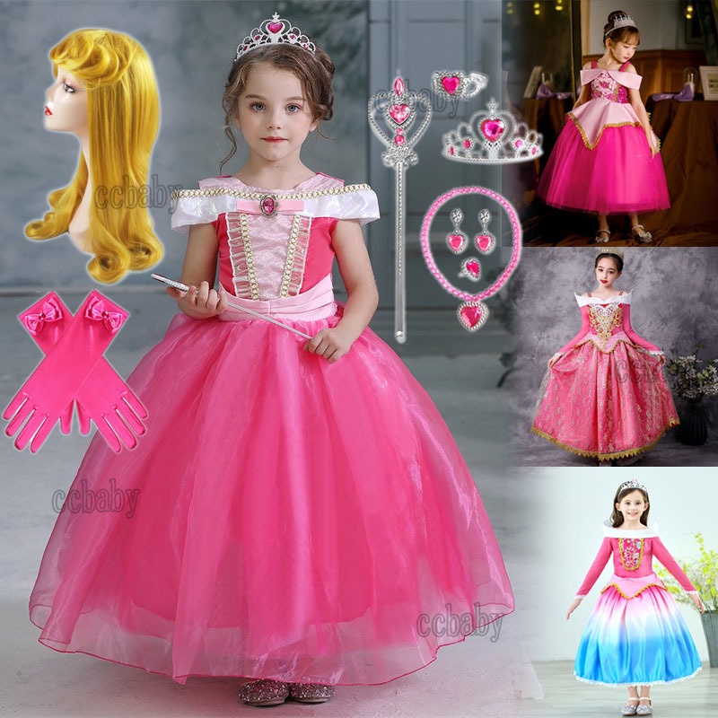 Long Aurora Dress for Kids Girl 2 3 4 5 6 7 8 9 10 Year Old Sleeping ...