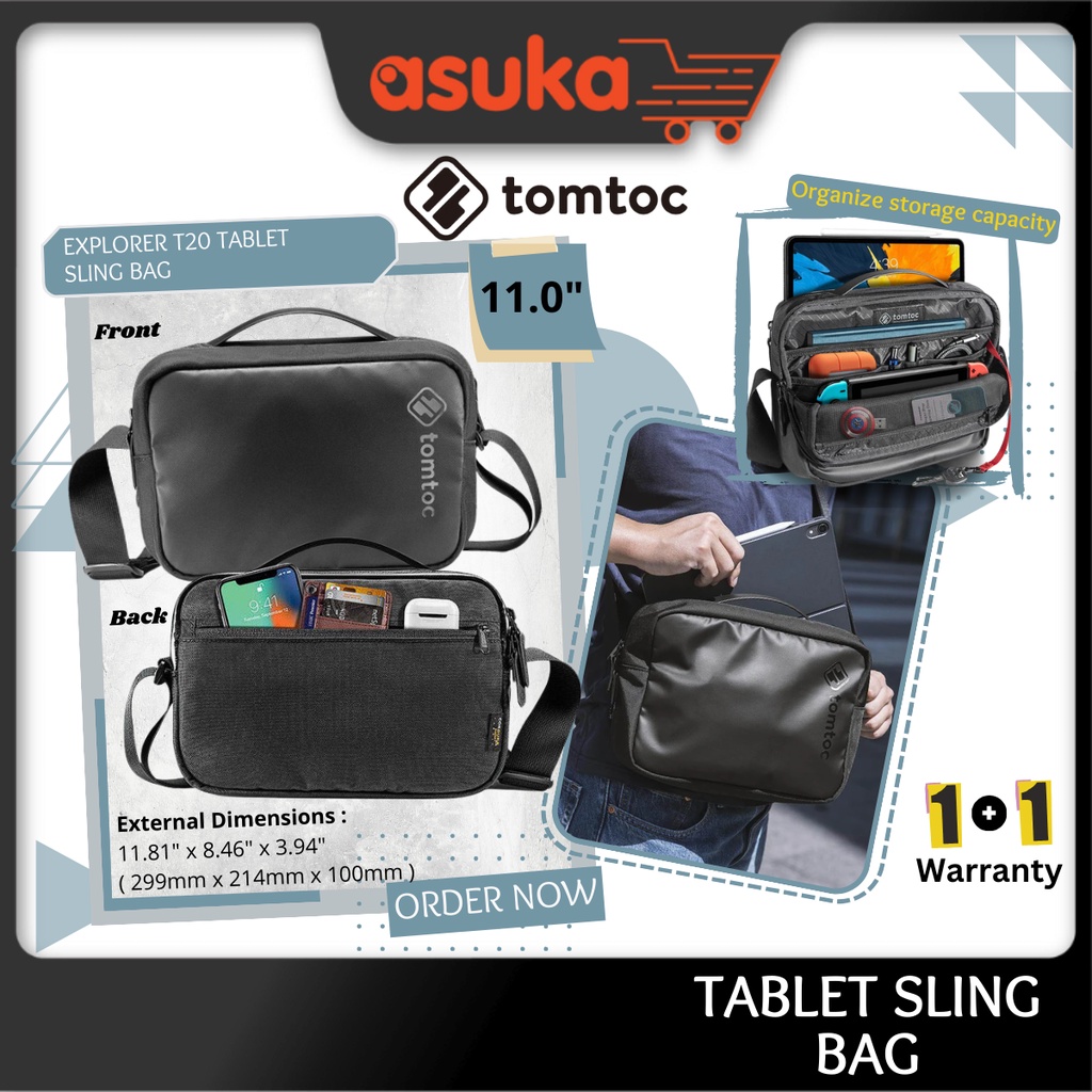 Tomtoc Explorer T20 Tablet Sling Bag 11 Inch / Crossbody Shoulder Bag ...