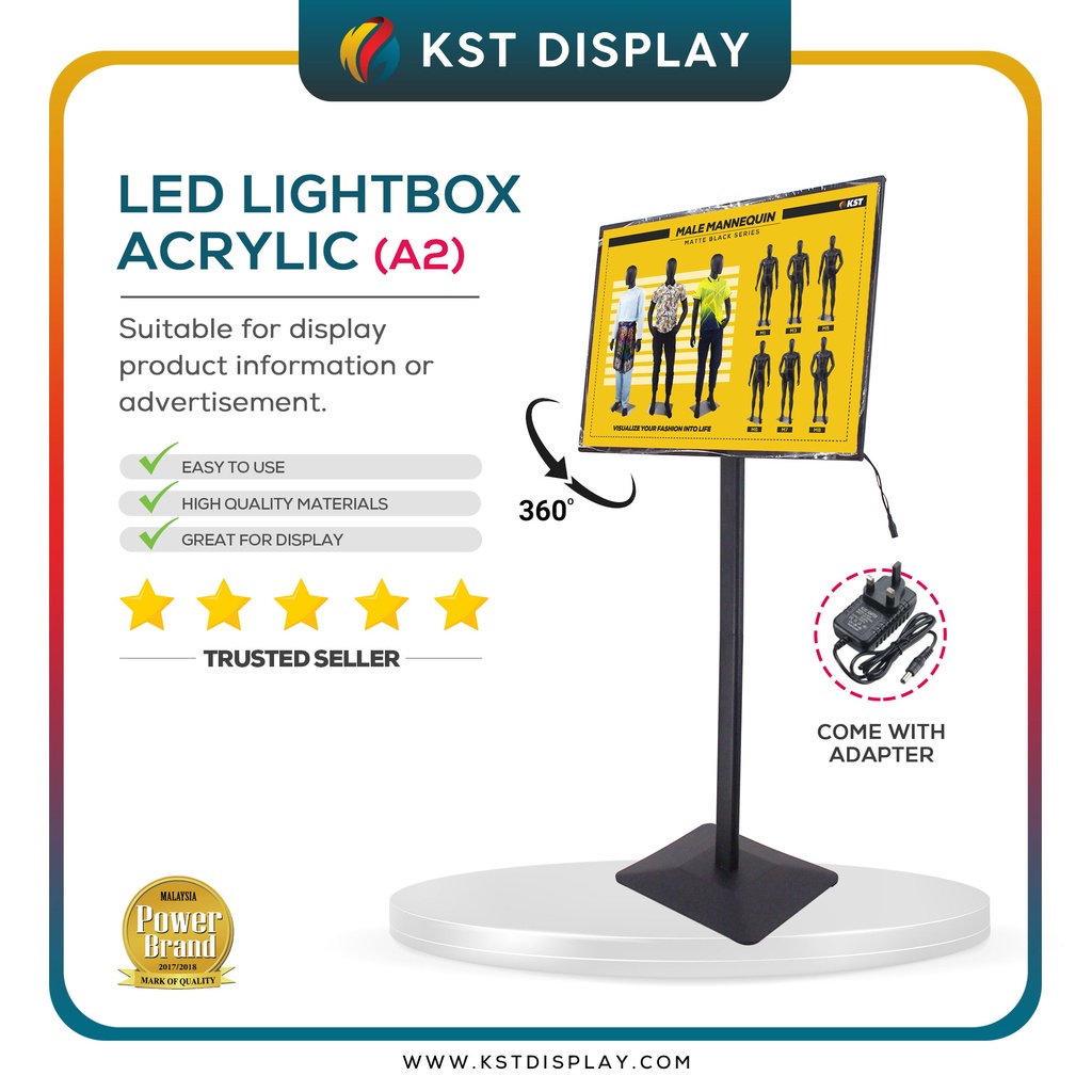 (HIGH QUALITY) LED Light Box Black Acrylic Frame A2 / Papan Iklan / LED ...