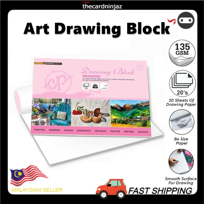 TCNGV CP B4 Art Drawing Block 20 Sheets 135gsm /Kertas Lukisan Drawing ...