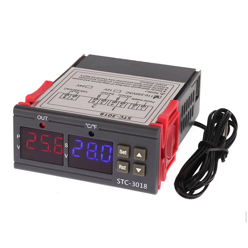 STC-3018 12V/24V/110-220V Dual Digital Temperature Controller Sensor Thermostat with NTC Sensor ...