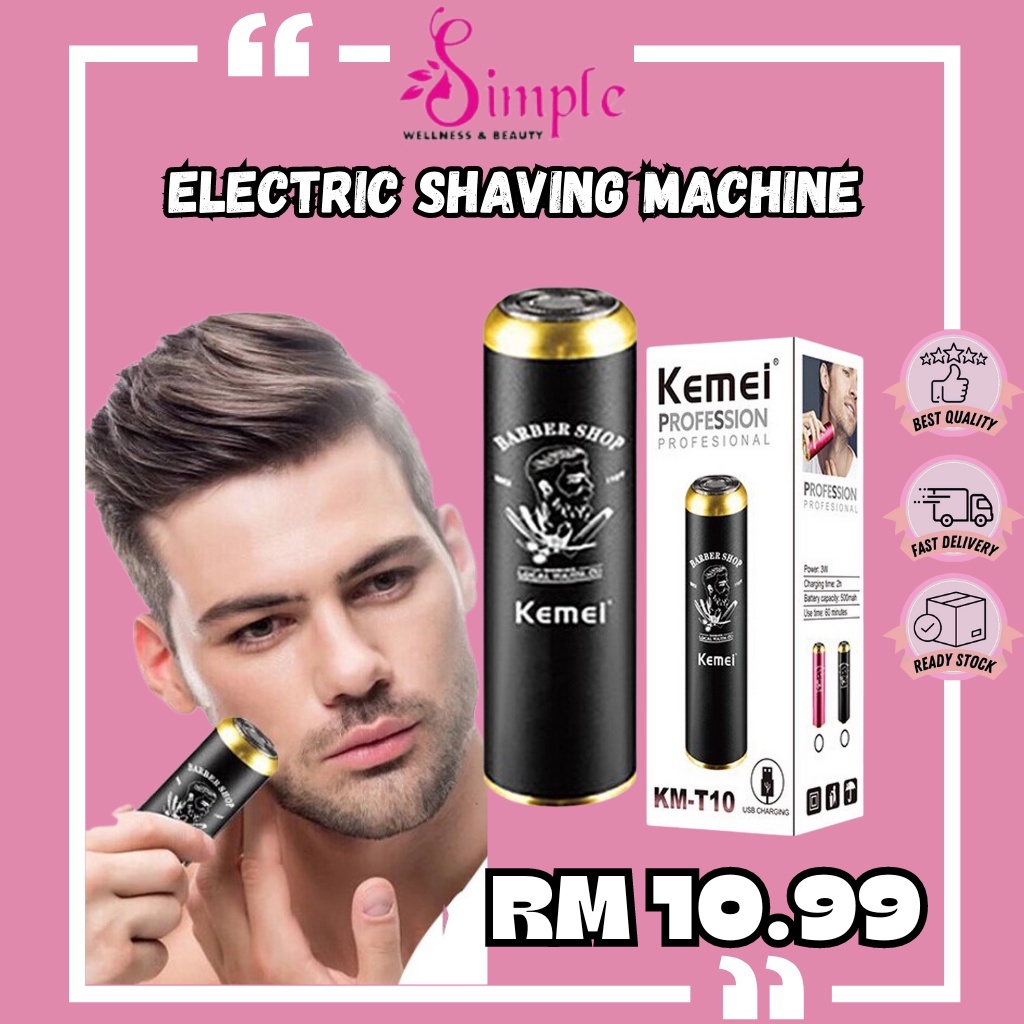 KEMEI Mini Men Electric Shaver KM-T10 USB Rechargeable Portable Shaving Machine Wet Dry Use for ...