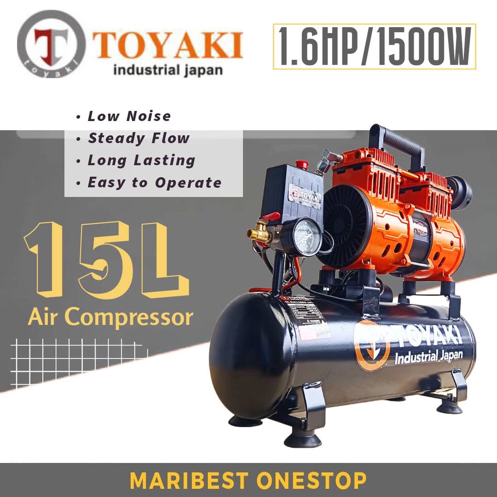 Toyaki 15Liter Tank Air Compressor Oil-free High Pressure Multifunction ...