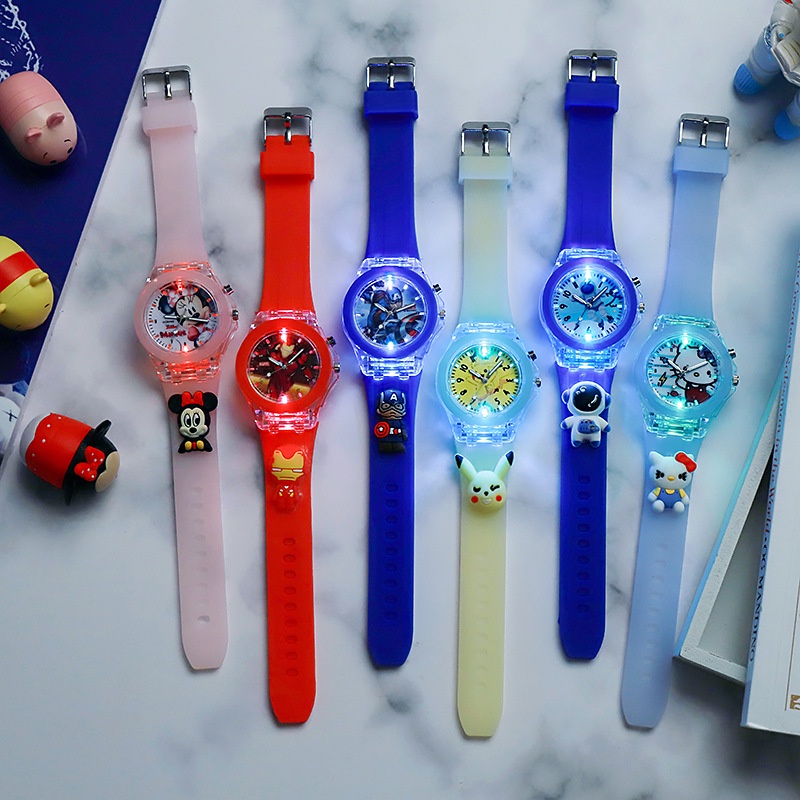 Cute Captain America Kids Watch with Flash Lights Cartoon Student ...