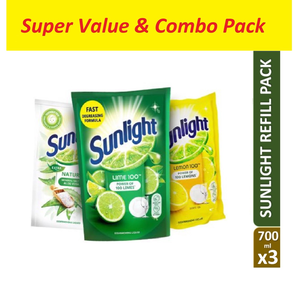 Sunlight Dishwash Liquid Refill - Super Value Pack - 700ml x 6 Pack x ...