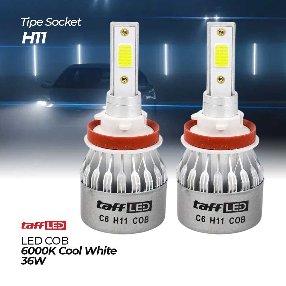 Taffled Car Headlights H11 COB Cool White LED Headlights 2 PCS - C6 ...