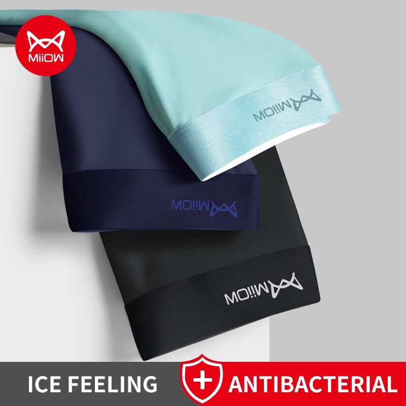 MiiOW 3Pcs Men Boxer Graphene Antibacterial Man Underwear Ice Silk ...